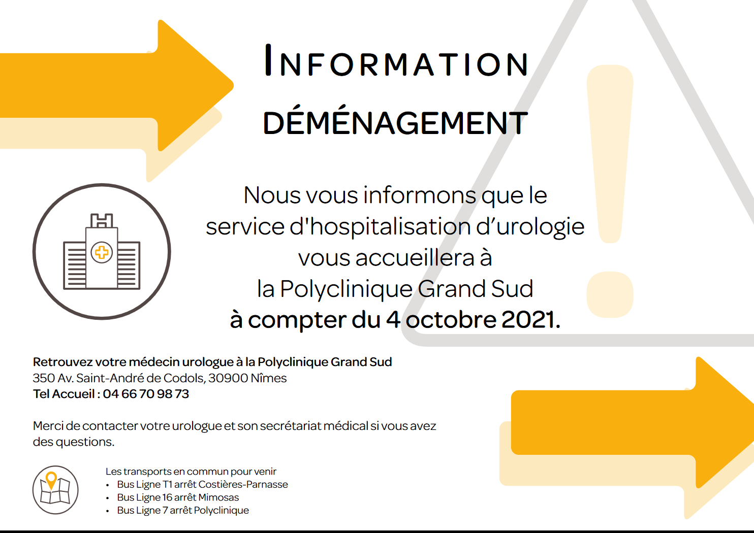 Le service d'Urologie de la clinique Kennedy déménage le 4 octobre2021 ...